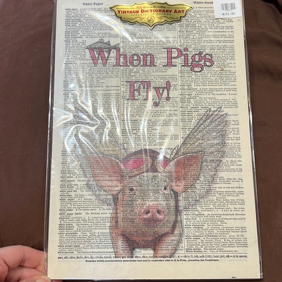 Art | When Pigs Fly Sign Dictionary Art Wall Decor Brand New Pig With ...